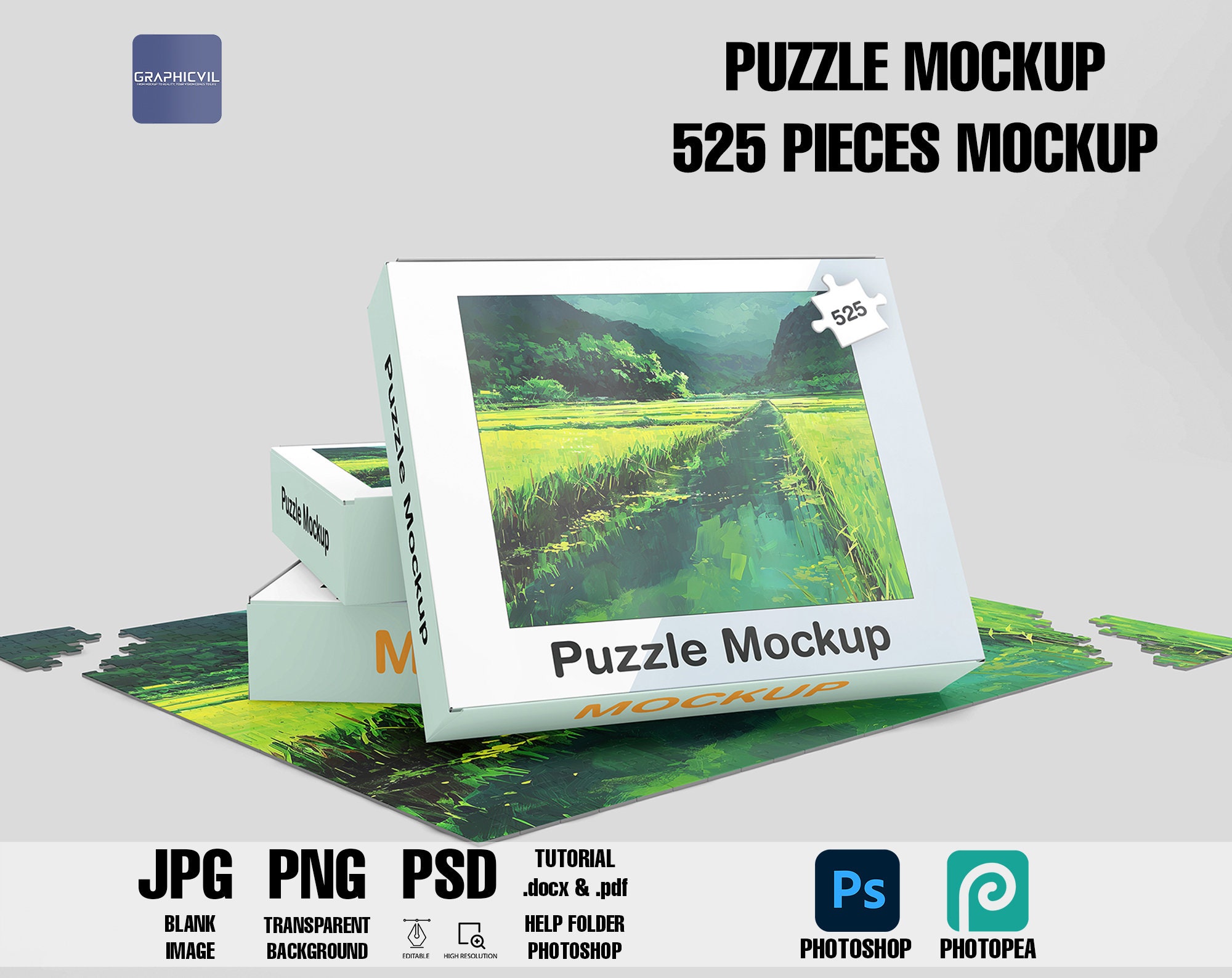 Dye Sublimation 525 Piece Puzzle Mockup ,puzzle Mockup, Jigsaw Design ...