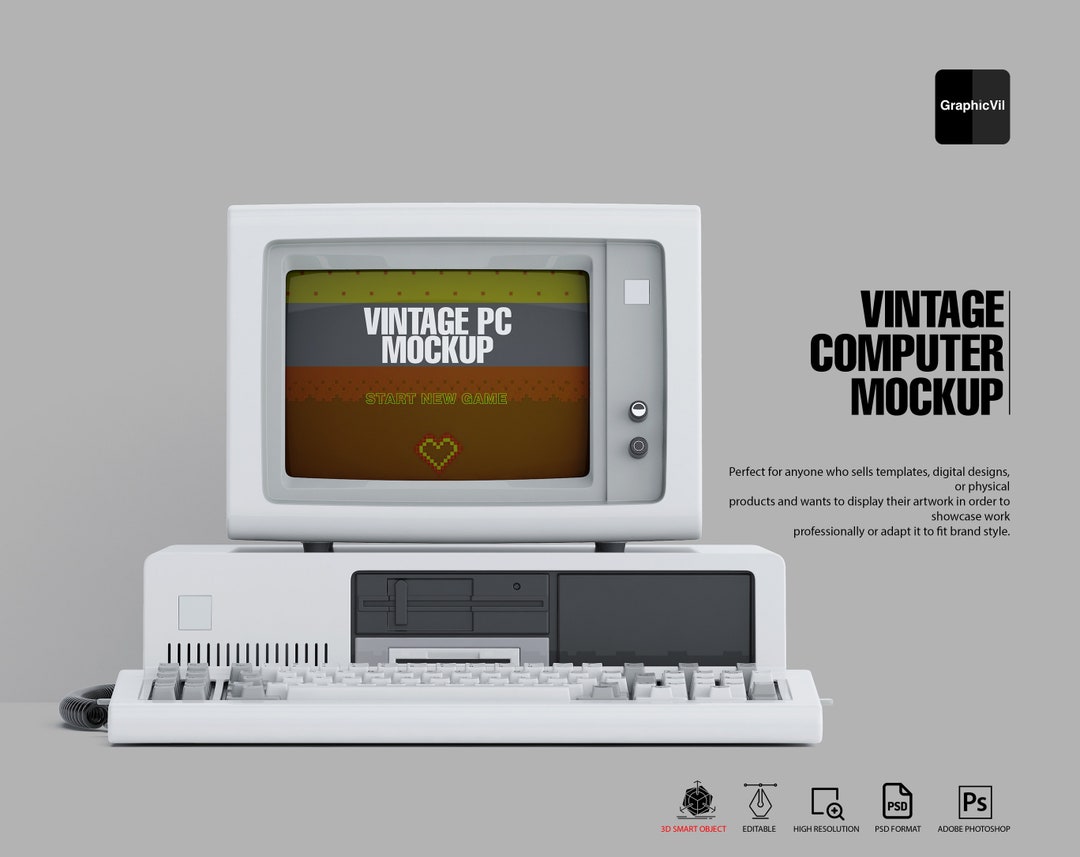 IBM Model 5150 Vintage PC Mockup Vintage Pc Mockup, Pc Mockup, Old Pc ...