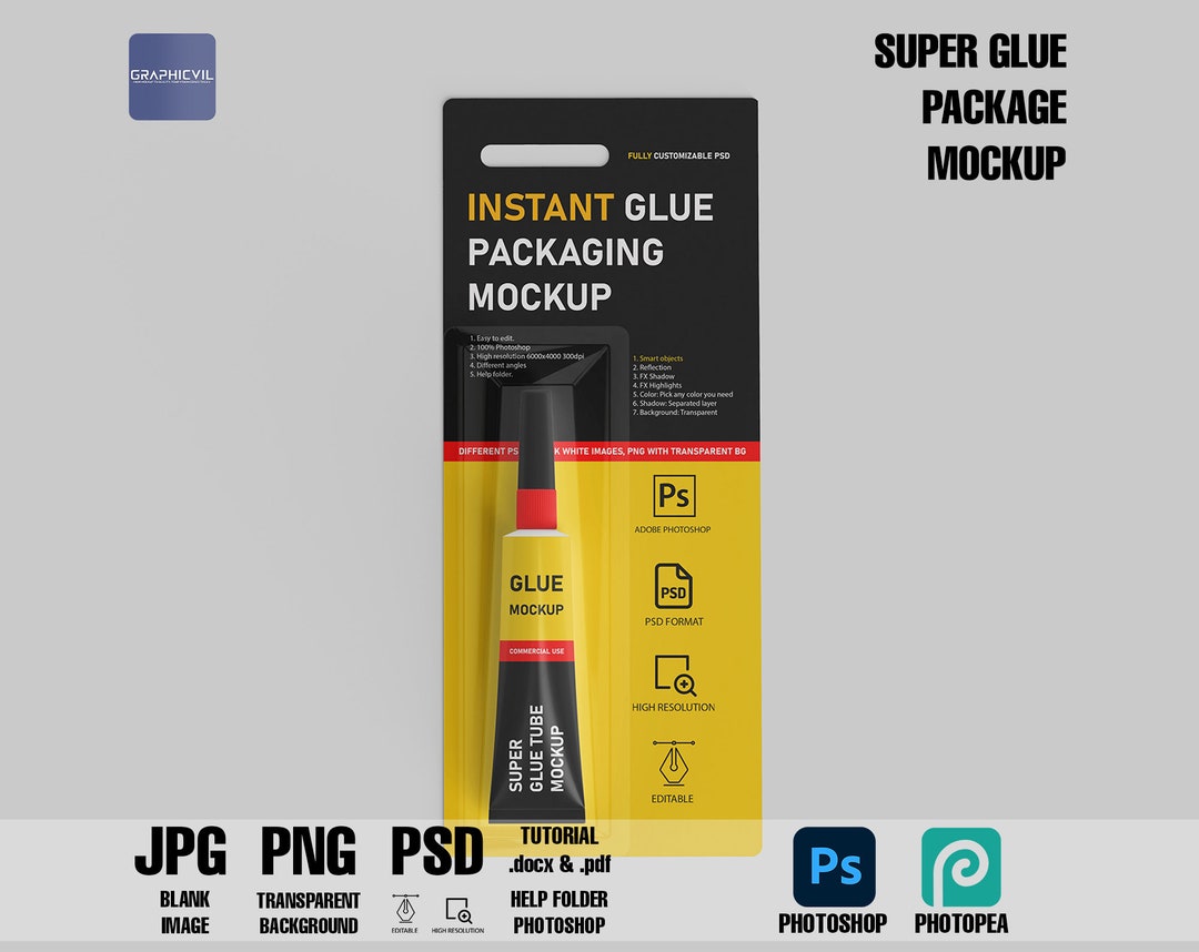 Glue Mockup, Super Glue Mockup, Instant Glue Mockup, Glue Tube Mockup ...