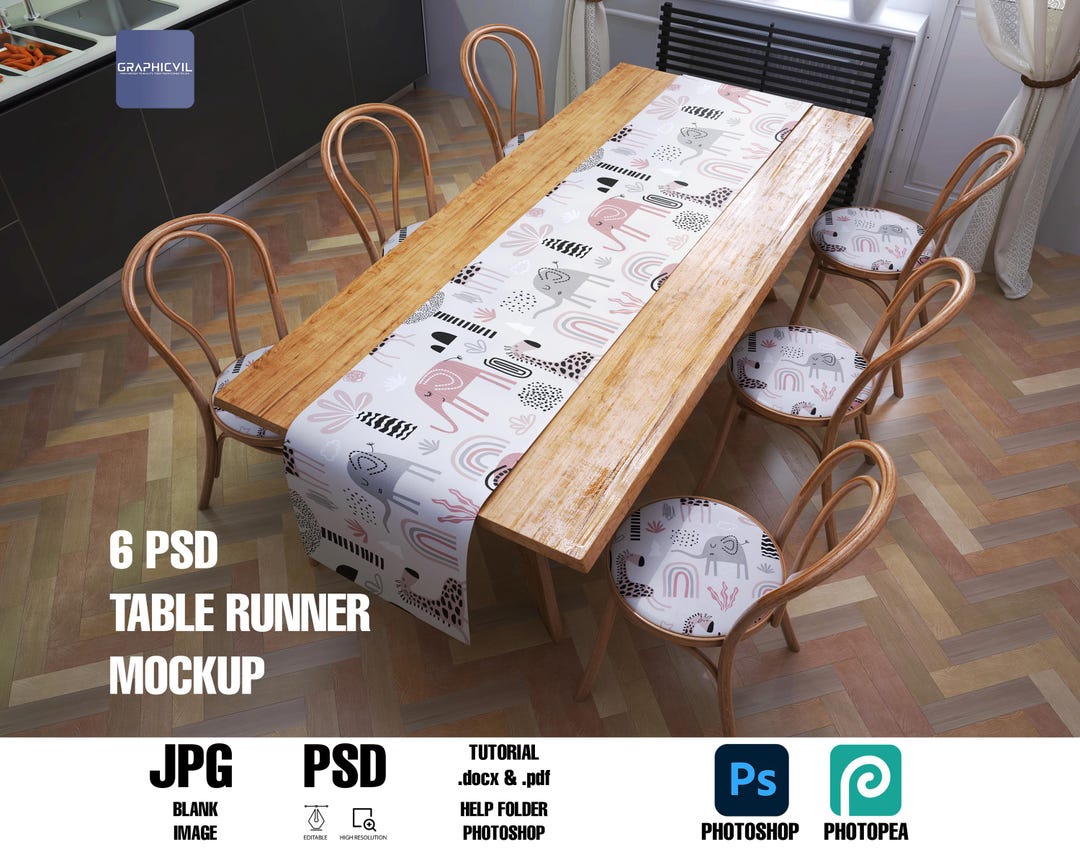Dye Sublimation Table Runner Mockup: 6 PSD Files - Etsy