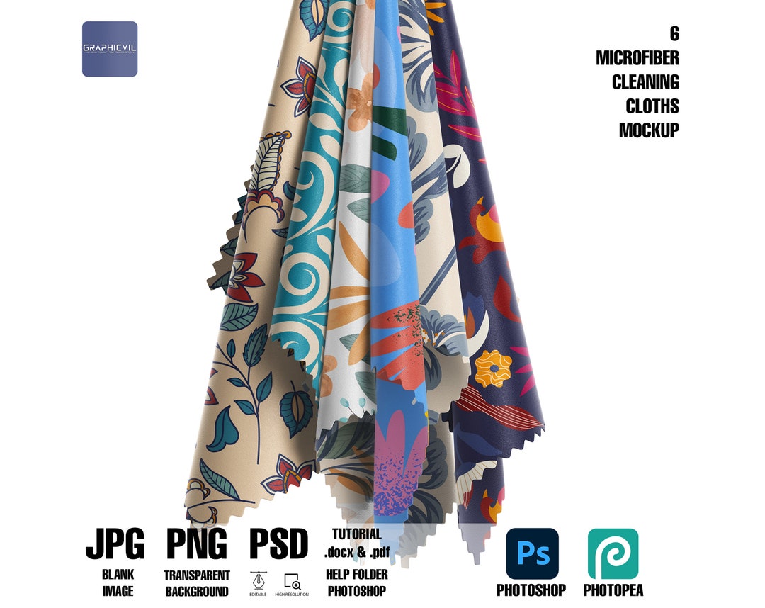 Microfiber Cleaning Cloths Mockup, Fabric Mockup, Cloth Mockup ...