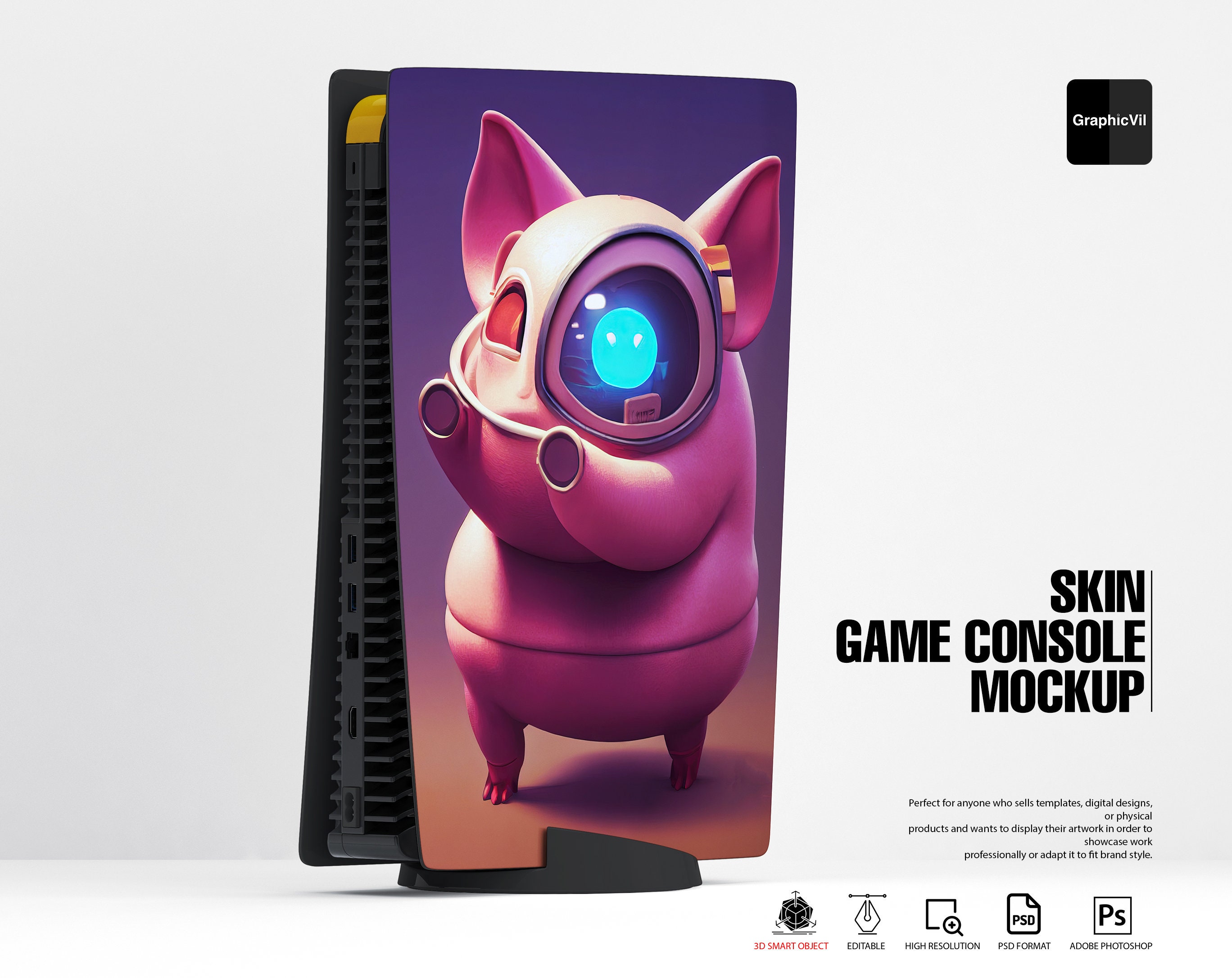 Sony Playstation 5 Skin Mockup Ps5, Ps5 Skin, Console Skin Mockup, Play ...