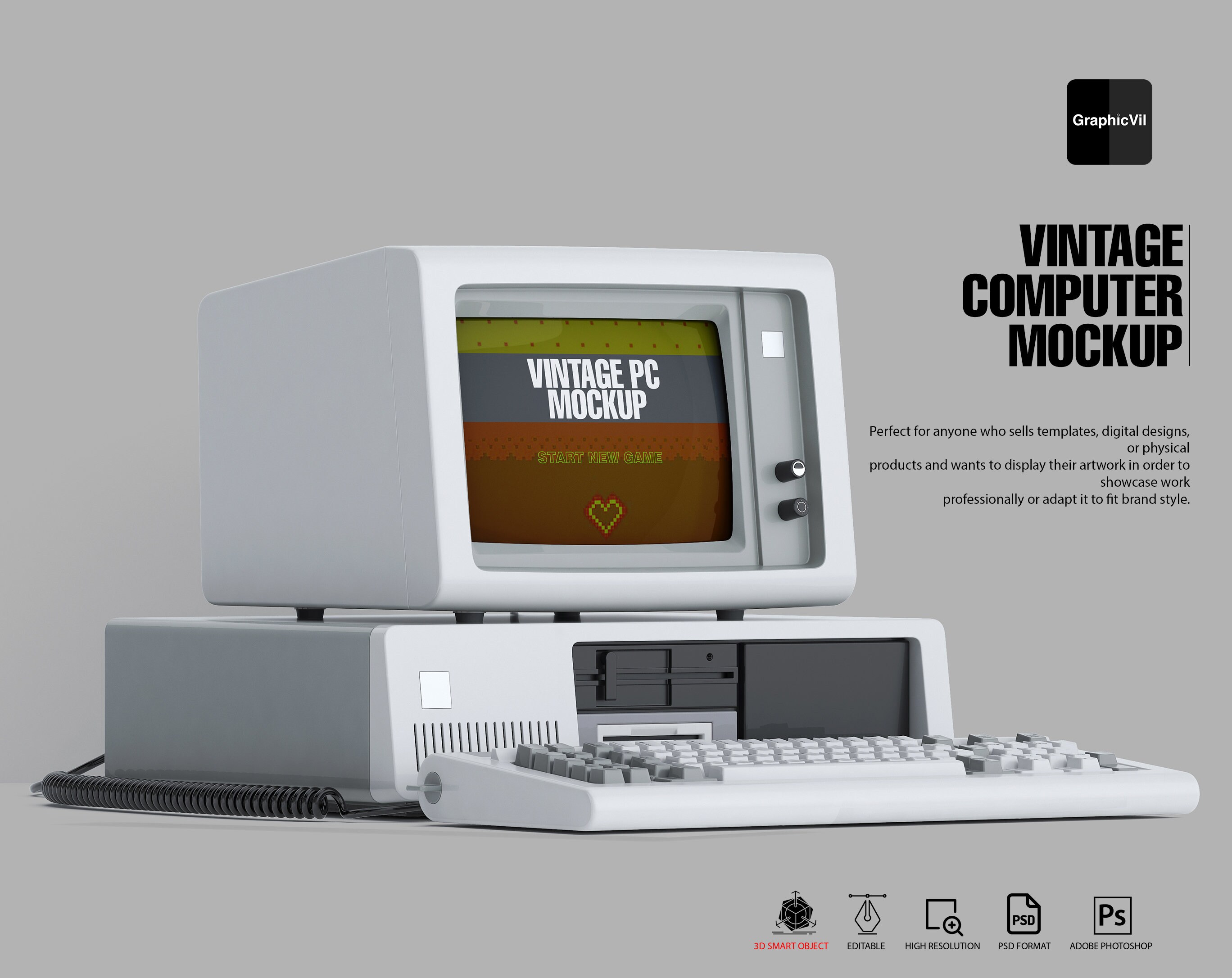 IBM Model 5150 Vintage PC Mockup Vintage Pc Mockup, Pc Mockup, Old Pc ...