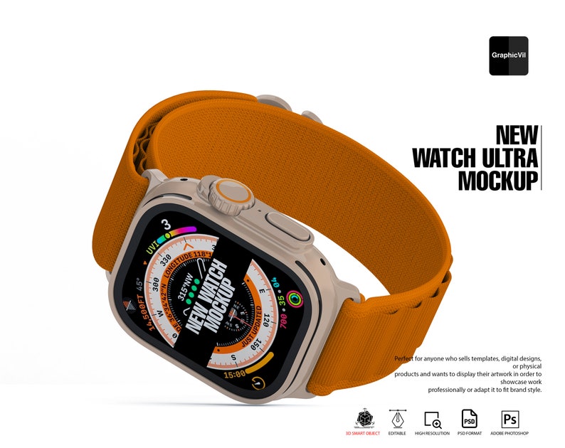 Watch Ultra Alpine Loop Mockup Watch Mockup, Watch Template, Technology ...