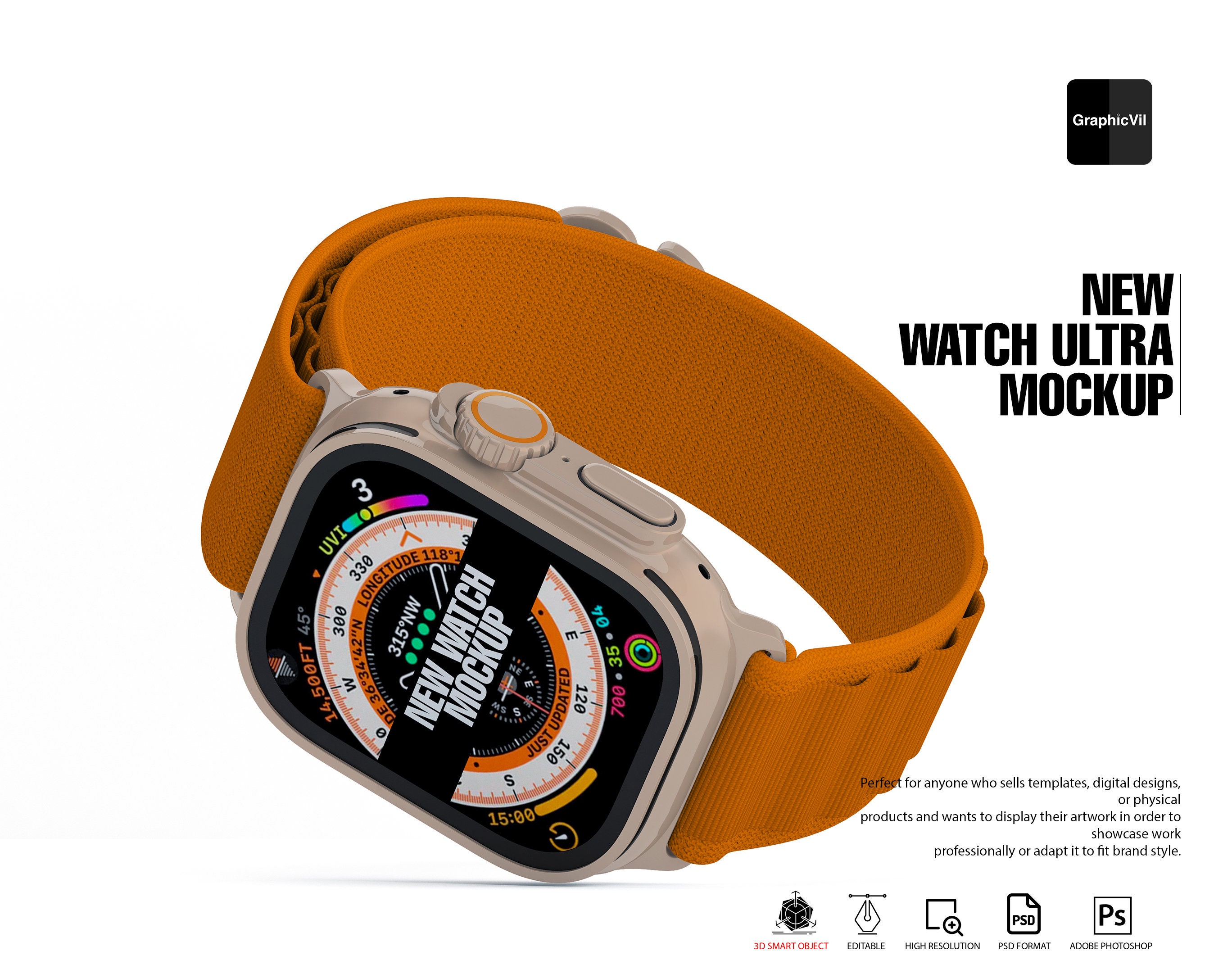 Watch Ultra Alpine Loop Mockup Watch Mockup, Watch Template, Technology ...