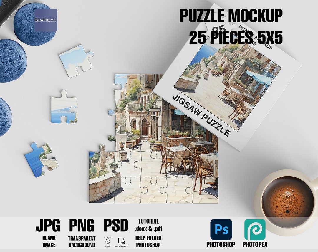 Dye Sublimation 25 Piece 5x5 Puzzle Mockup PSD , 5x5 Pieces, Puzzle ...