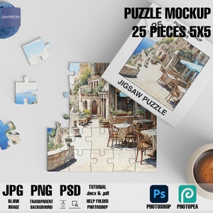 Dye Sublimation 25 Piece 5x5 Puzzle Mockup PSD , 5x5 Pieces, Puzzle ...