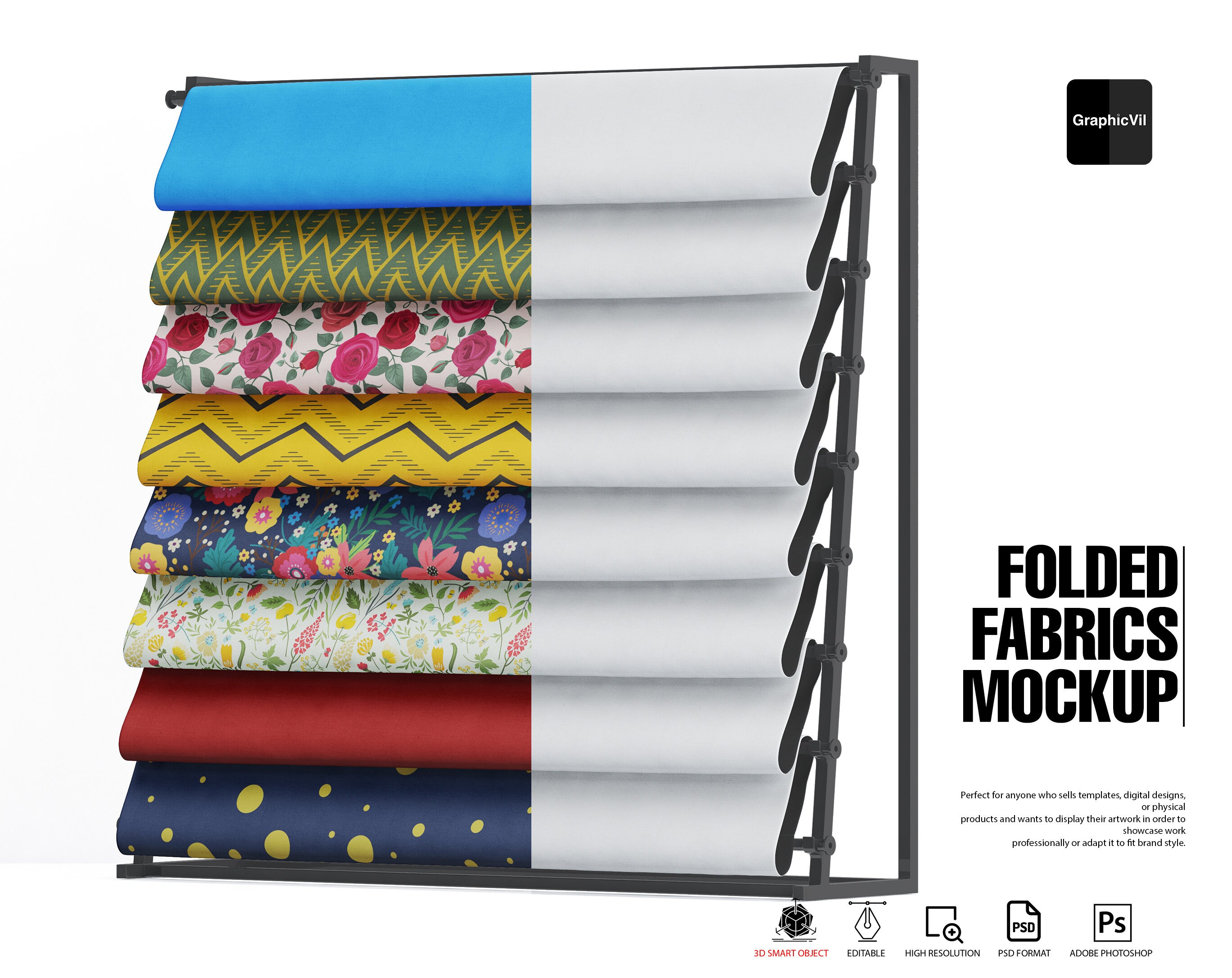 Folded Fabric Mockup: Pattern Template (PSD) - Etsy