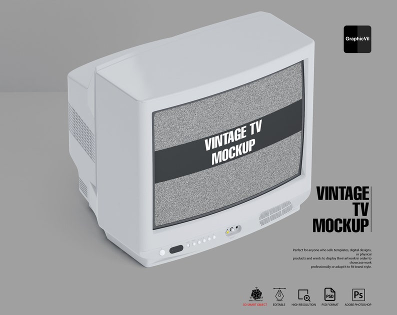Old TV Mockup: Retro Television PSD Template - Etsy