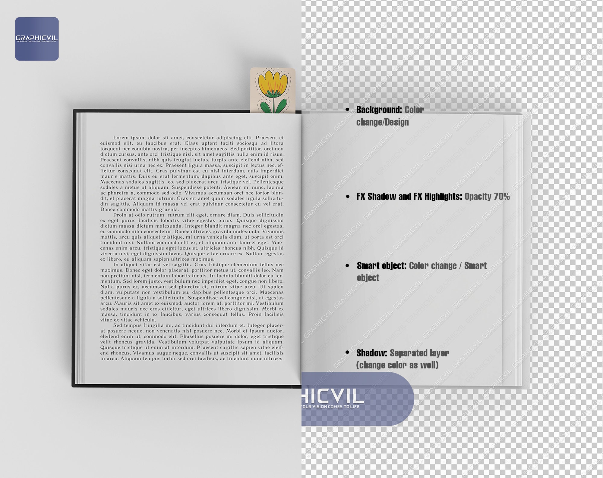 Dye Sublimation Book Cover Mockup, Bookmark Mockup, Book Template ...