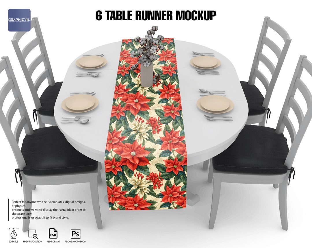 Table Runner Mockup: Customizable Fabric Overlay (PSD) - Etsy