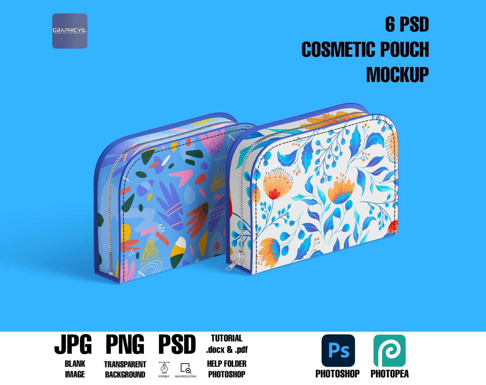 Sublimation Rectangle Cosmetic Pouch Mockup, Sublimation Cosmetic Bag ...