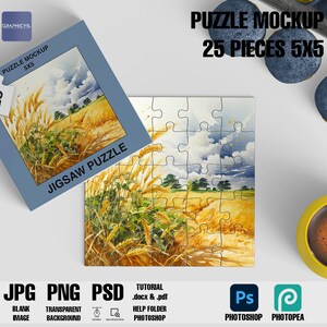 25 Piece Puzzle Mockup: Jigsaw Design Template (PSD) - Etsy
