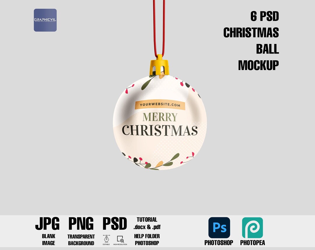 Christmas Ball Mockup, Christmas Ornament Mockup, Christmas Ball PSD ...