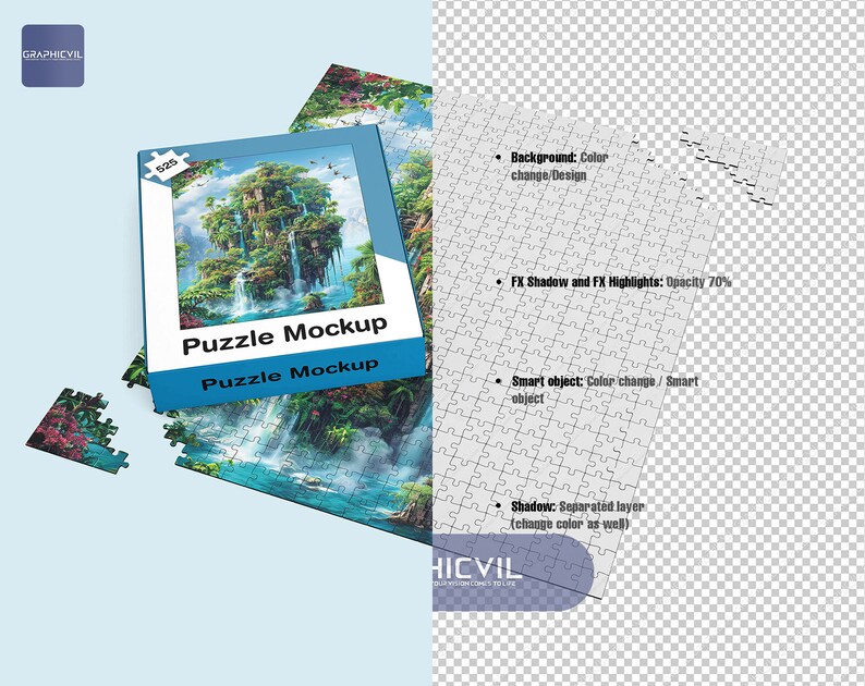 Dye Sublimation 525 Piece Puzzle Mockup ,puzzle Mockup, Jigsaw Design Template, Puzzle Design ...