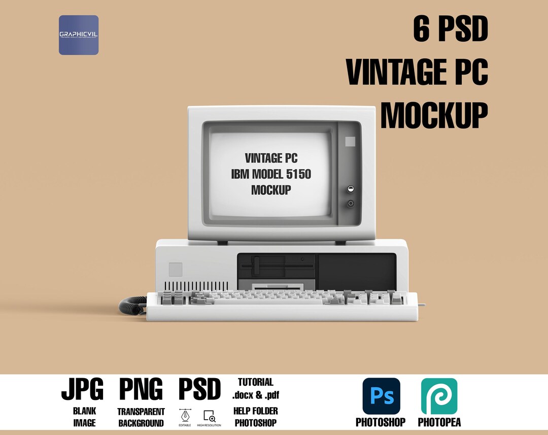 IBM Model 5150 Vintage PC Mockup Vintage Pc Mockup, Pc Mockup, Old Pc ...