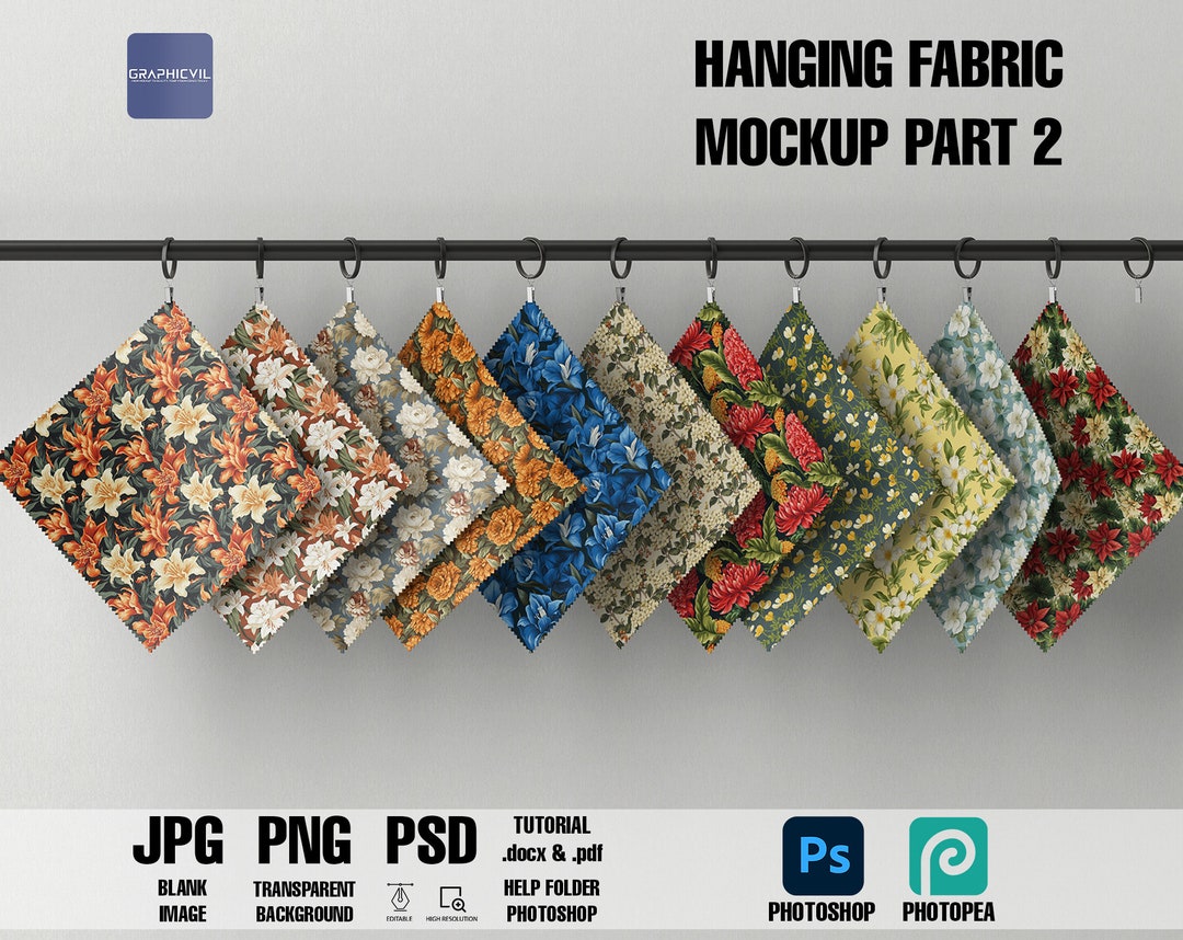 Hanging Fabric Mockup, 1 PSD, Textile Mockup, Cloth Mockup, Fabric ...