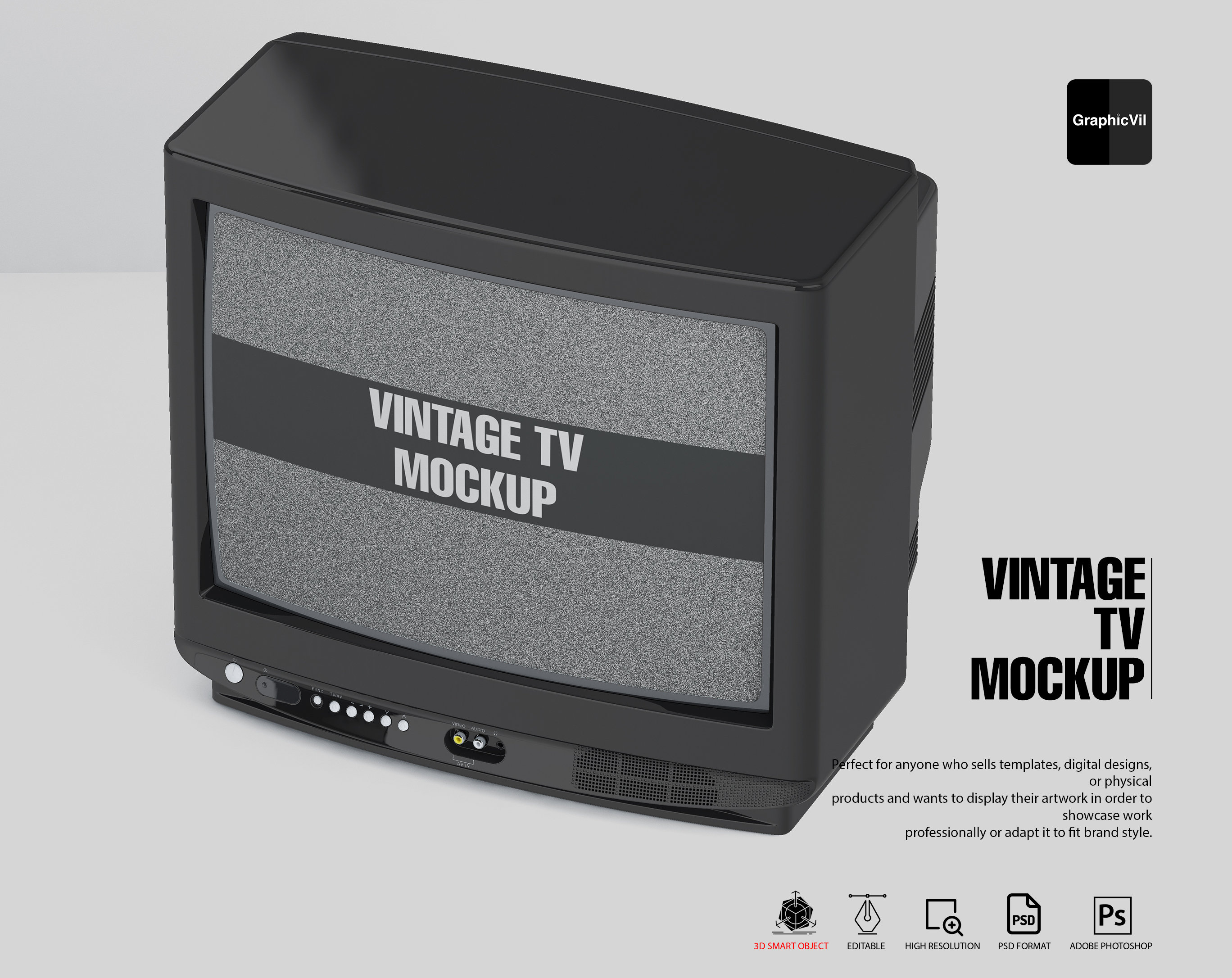 Old TV Mockup: Retro Television PSD Template - Etsy