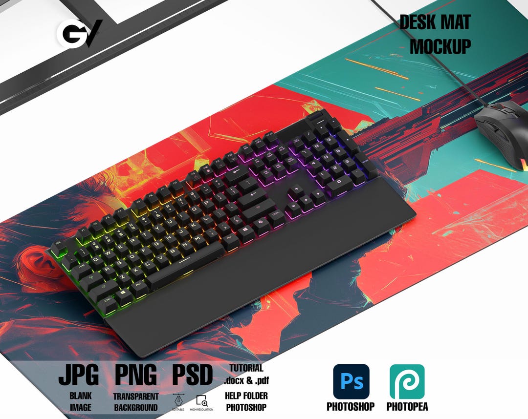 Desk Mat Mockup, 1 PSD Fully Editable, Desk Mat PSD Template, Desk Mat ...
