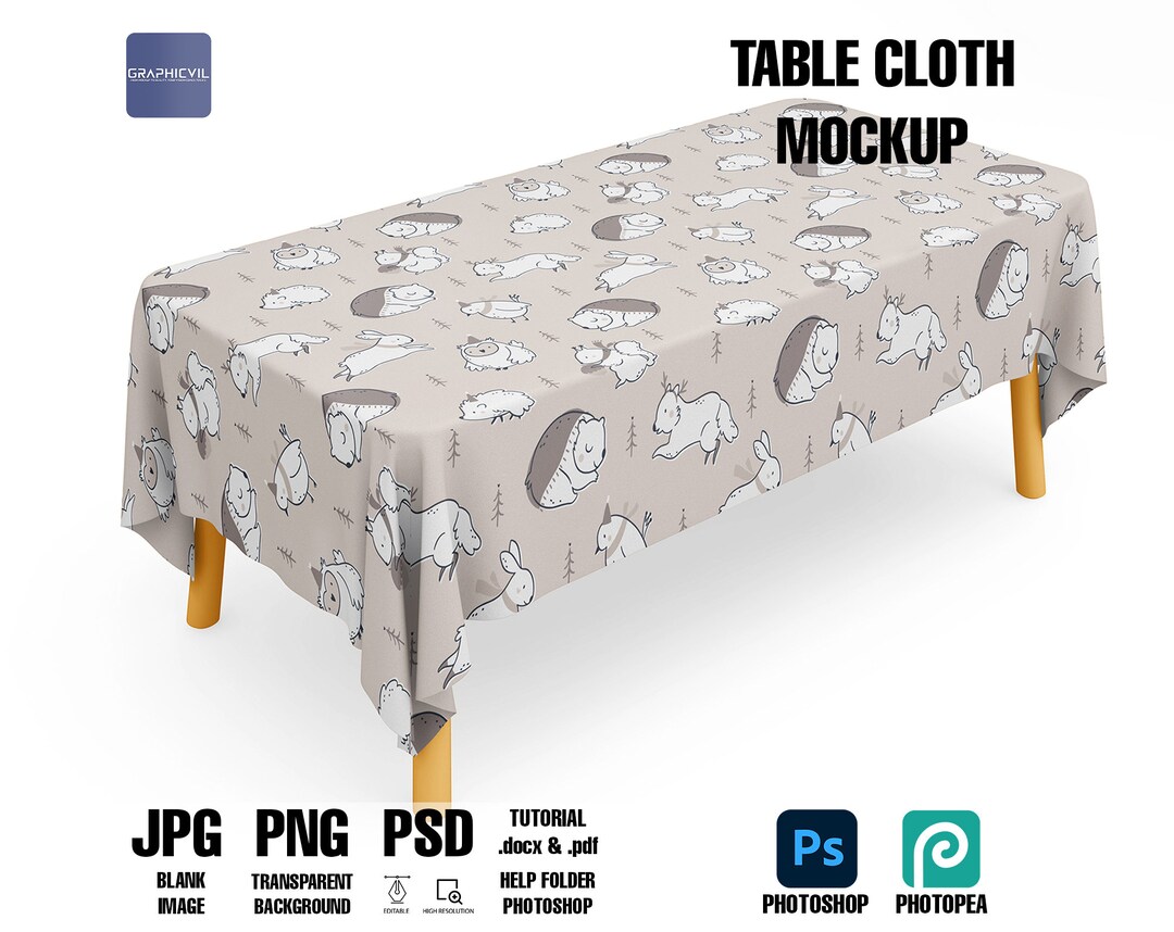 Dye Sublimation Tablecloth Mockup: Isolated Table PSD - Etsy