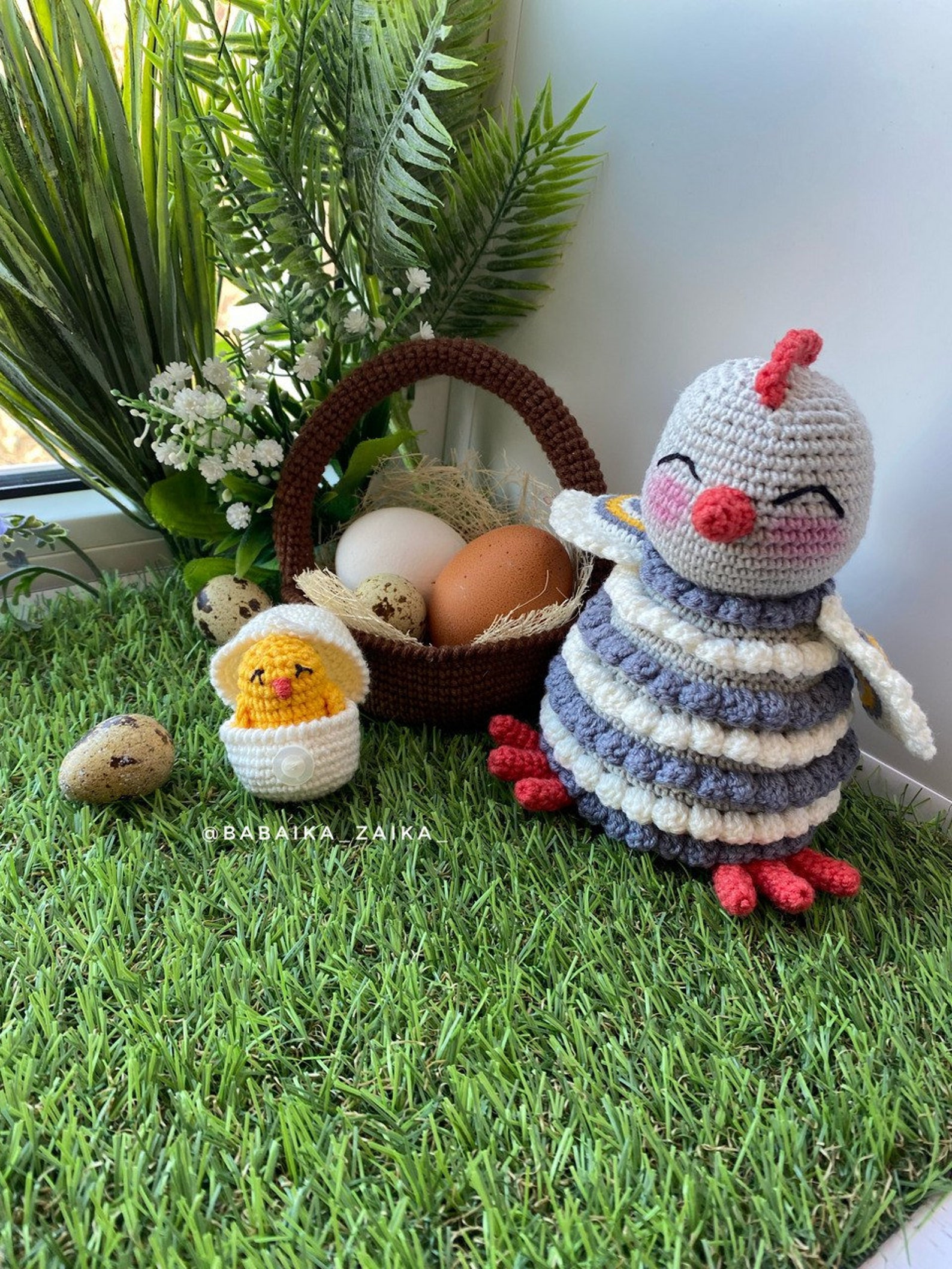 PDF Crochet Easter Chicken in the Basket Pattern, Amigurumi Chick in ...