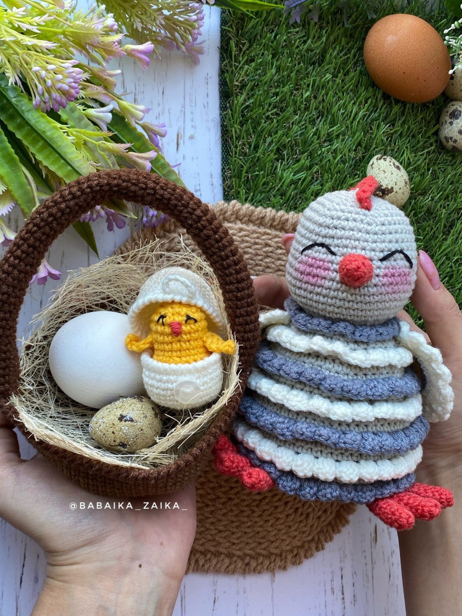 PDF Crochet Easter Chicken in the Basket Pattern, Amigurumi Chick in ...