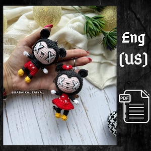 PDF Crochet SET Goth Mickey Mouse & Minnie Mouse Pattern Amigurumi ...