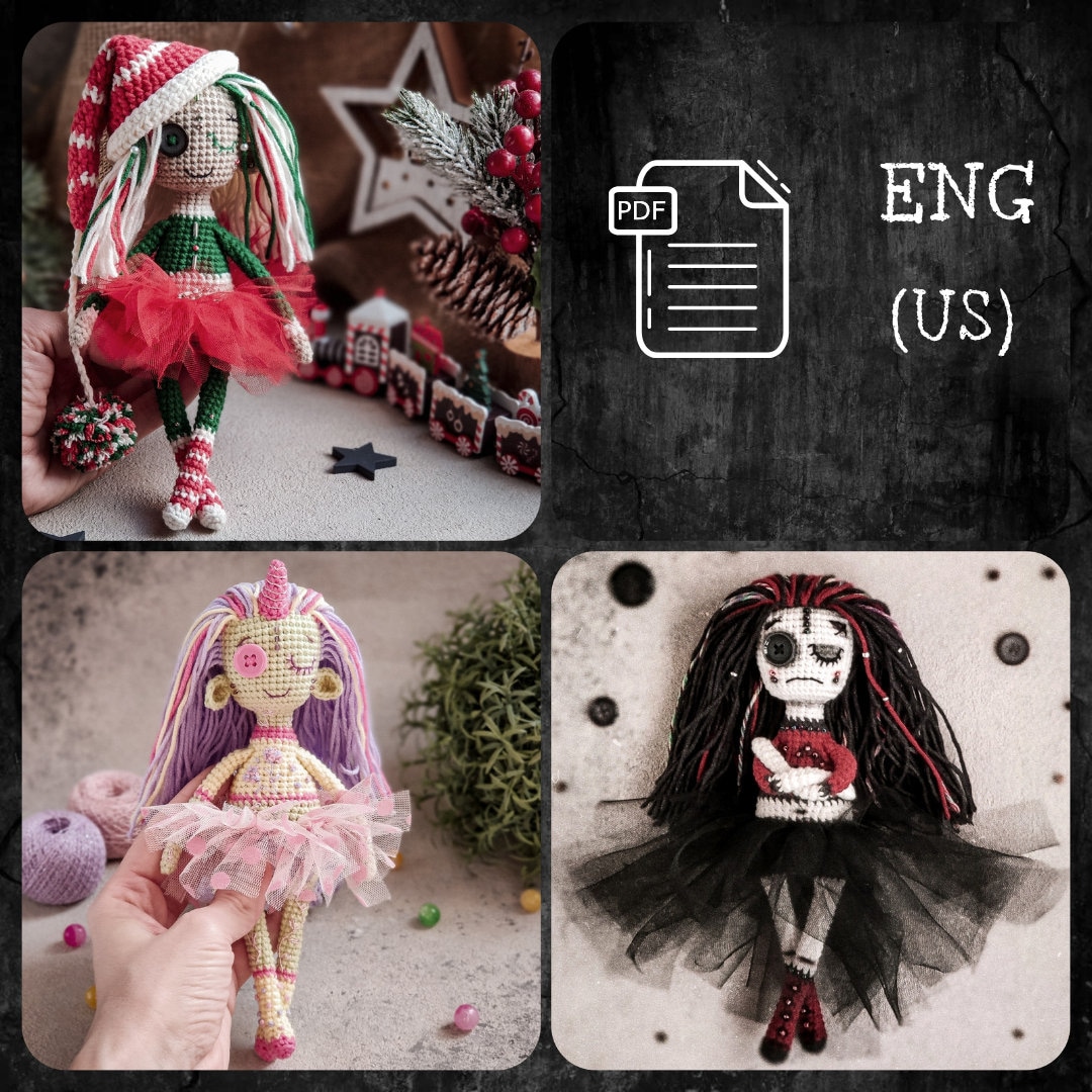 Crochet Pattern Set 3 in 1: Holly Doll, Mia Doll, Leia Doll / Amigurumi ...