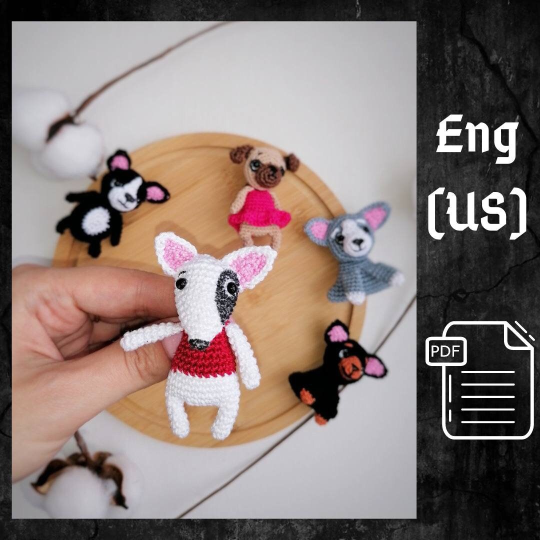 PDF Crochet Dogs Brooches SET Pattern: Bull Terrier , Pug, Siberian ...