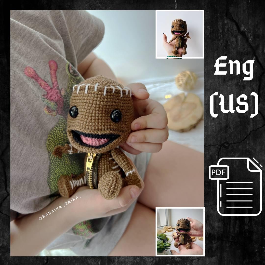 PDF Crochet Pattern Sackboy, Amigurumi Characters, Crochet Boy Doll ...