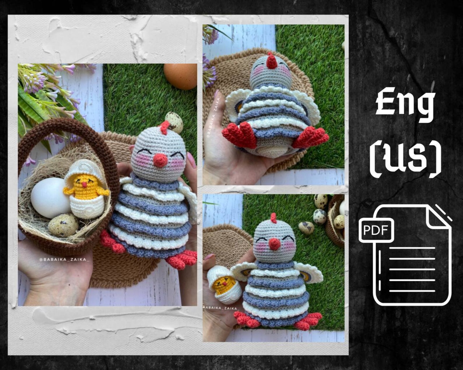 PDF Crochet Easter Chicken in the Basket Pattern Amigurumi - Etsy