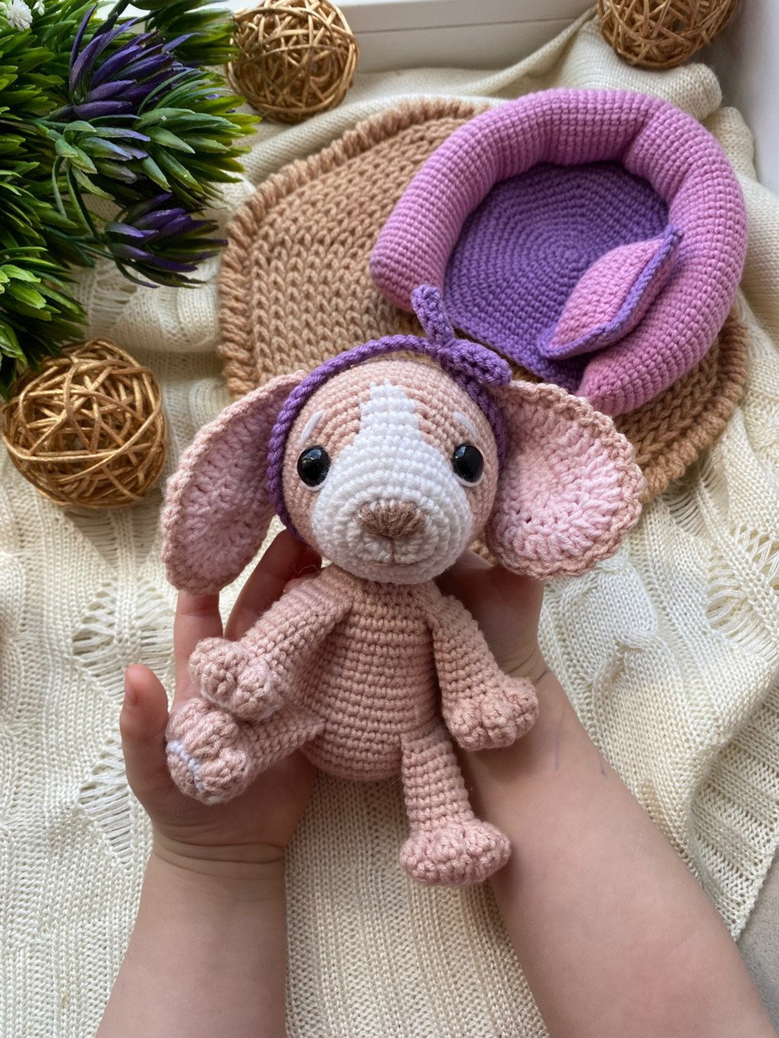 PDF Crochet Pattern Spaniel Dog in a Dog Bed Amigurumi Dog - Etsy