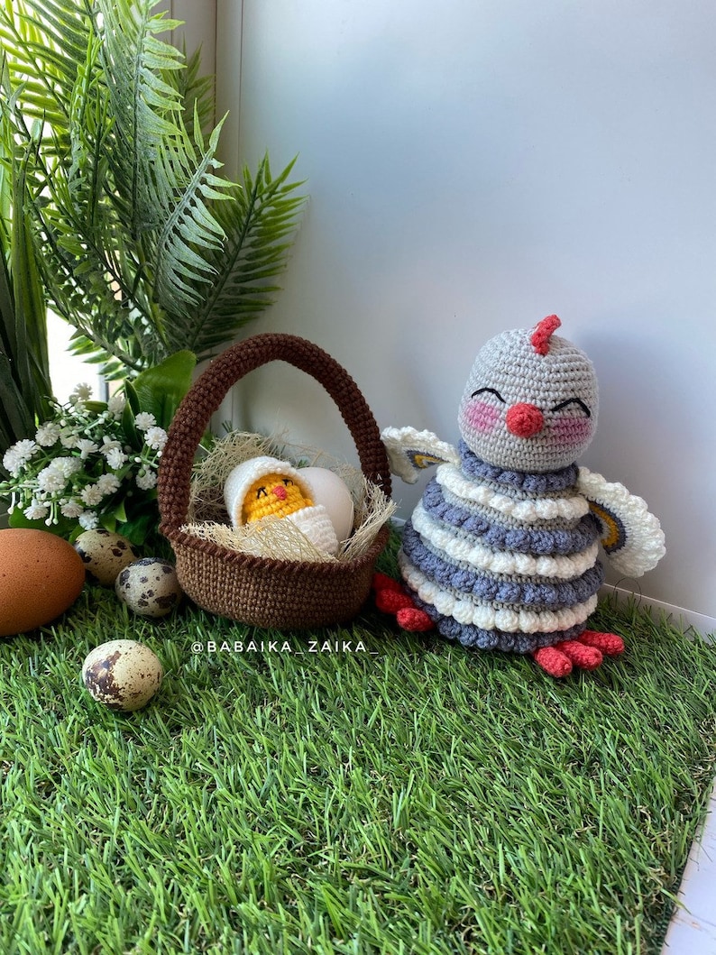 PDF Crochet Easter Chicken in the Basket Pattern, Amigurumi Chick in ...