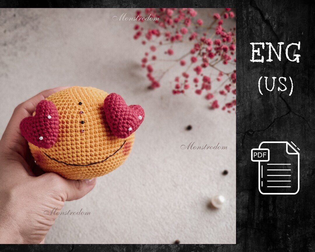 Crochet Emoji Pattern / Amigurumi Emoji / Crochet Heart Eyes / - Etsy