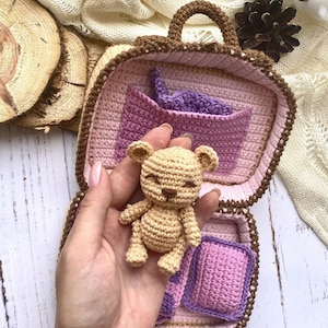 PDF Crochet Pattern Teddy Bear in Suitcase, Small Toy Pattern ...
