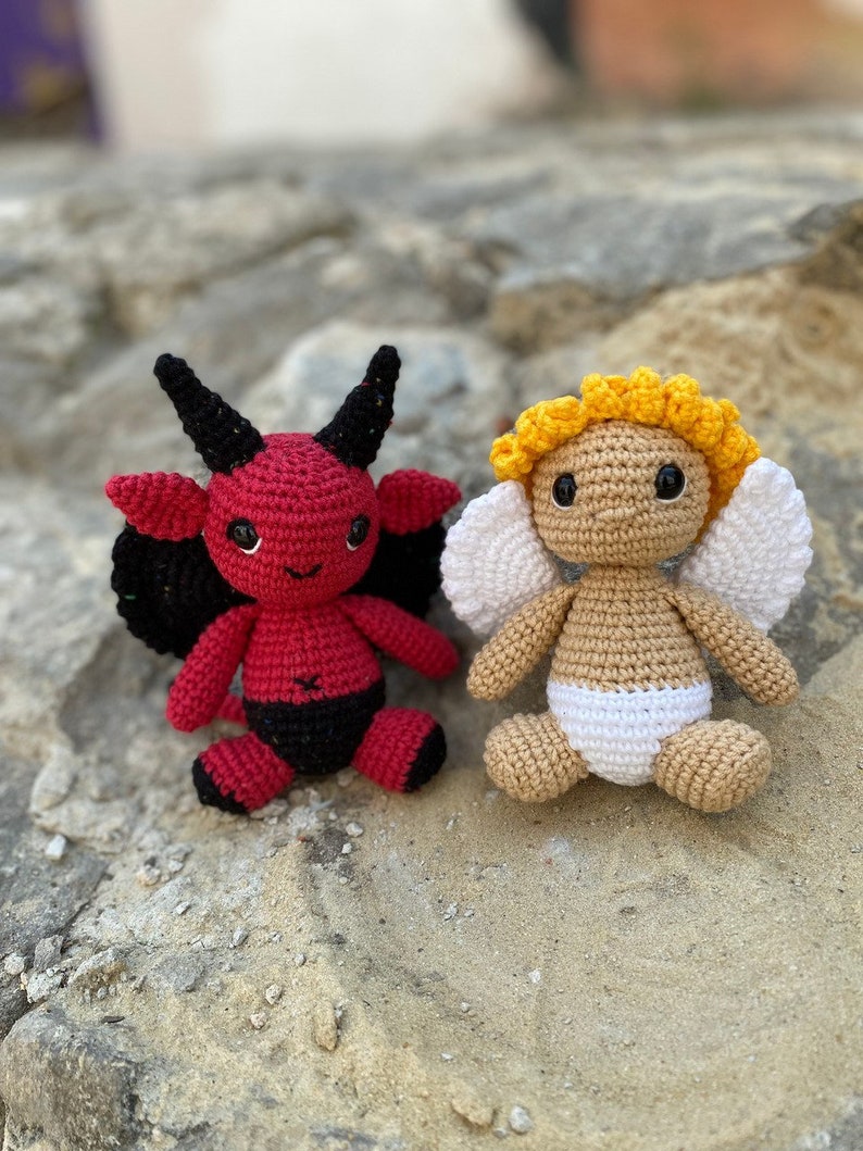 Angel and Devil Crochet PDF Pattern Set, Amigurumi Doll Bundle, Red ...