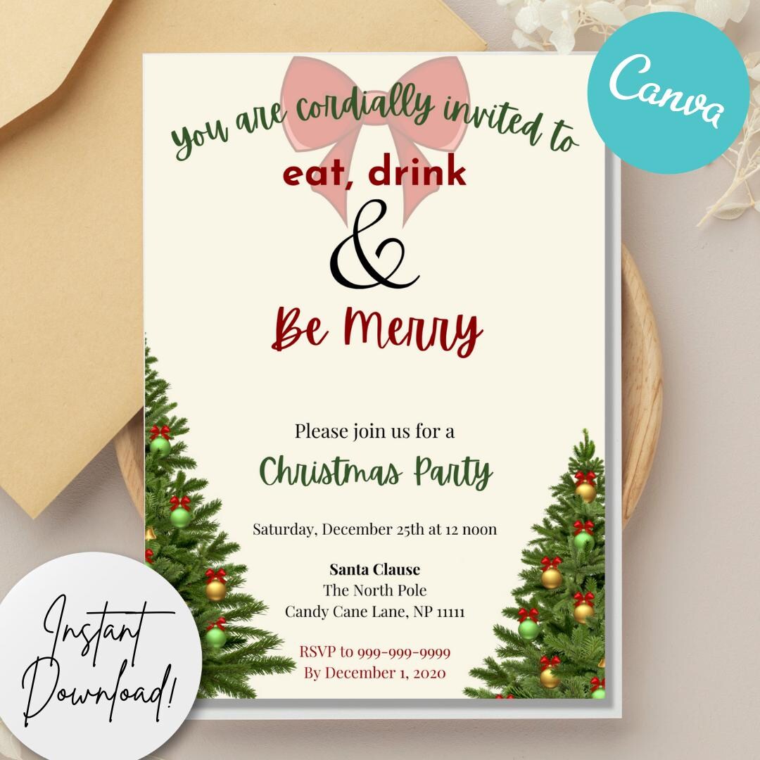 Customizable Christmas Party Invitation - Etsy