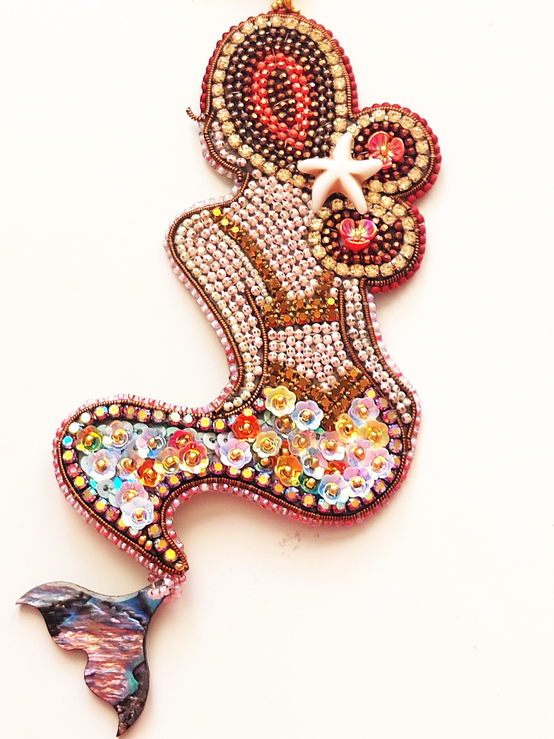 Bead Embroidered Mermaid Bead Embroidery OOAK Finished Piece - Etsy