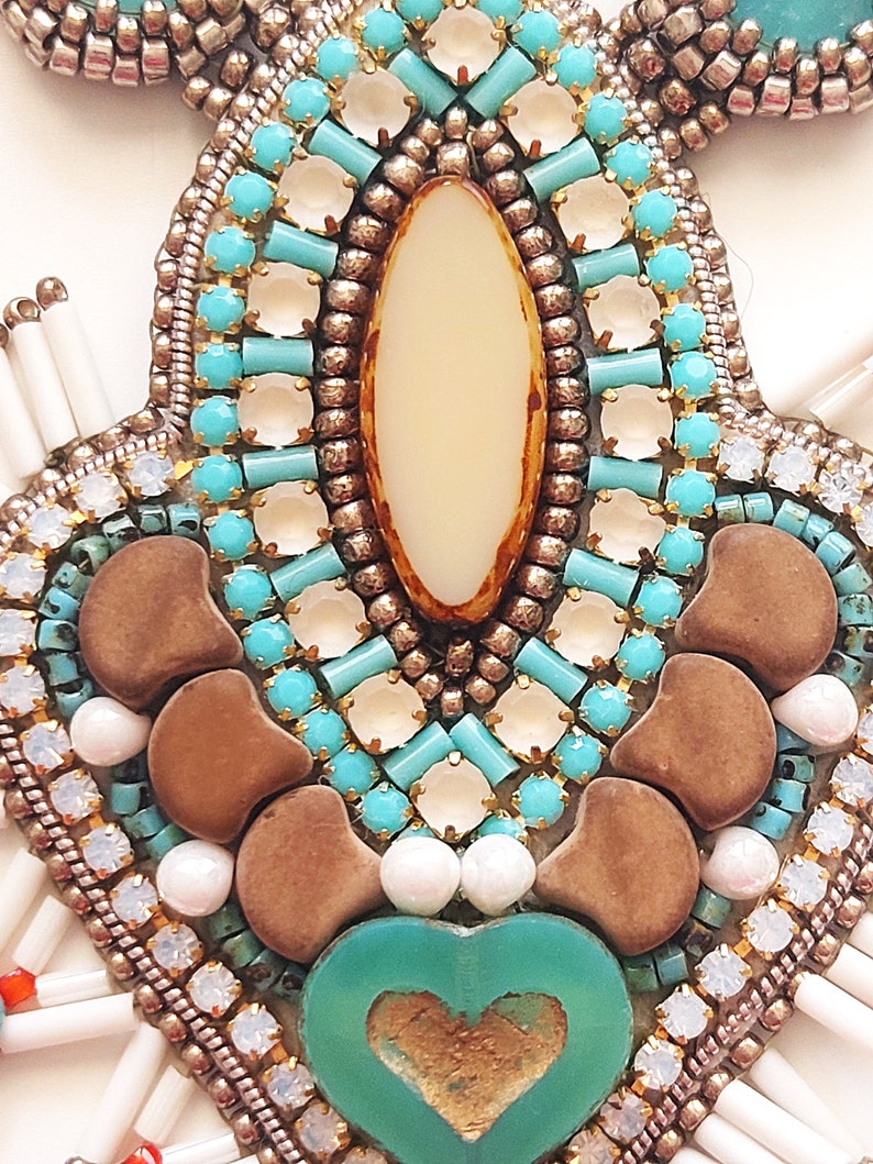 Bead Embroidered Jewelry Bead Embroidery Necklace OOAK - Etsy