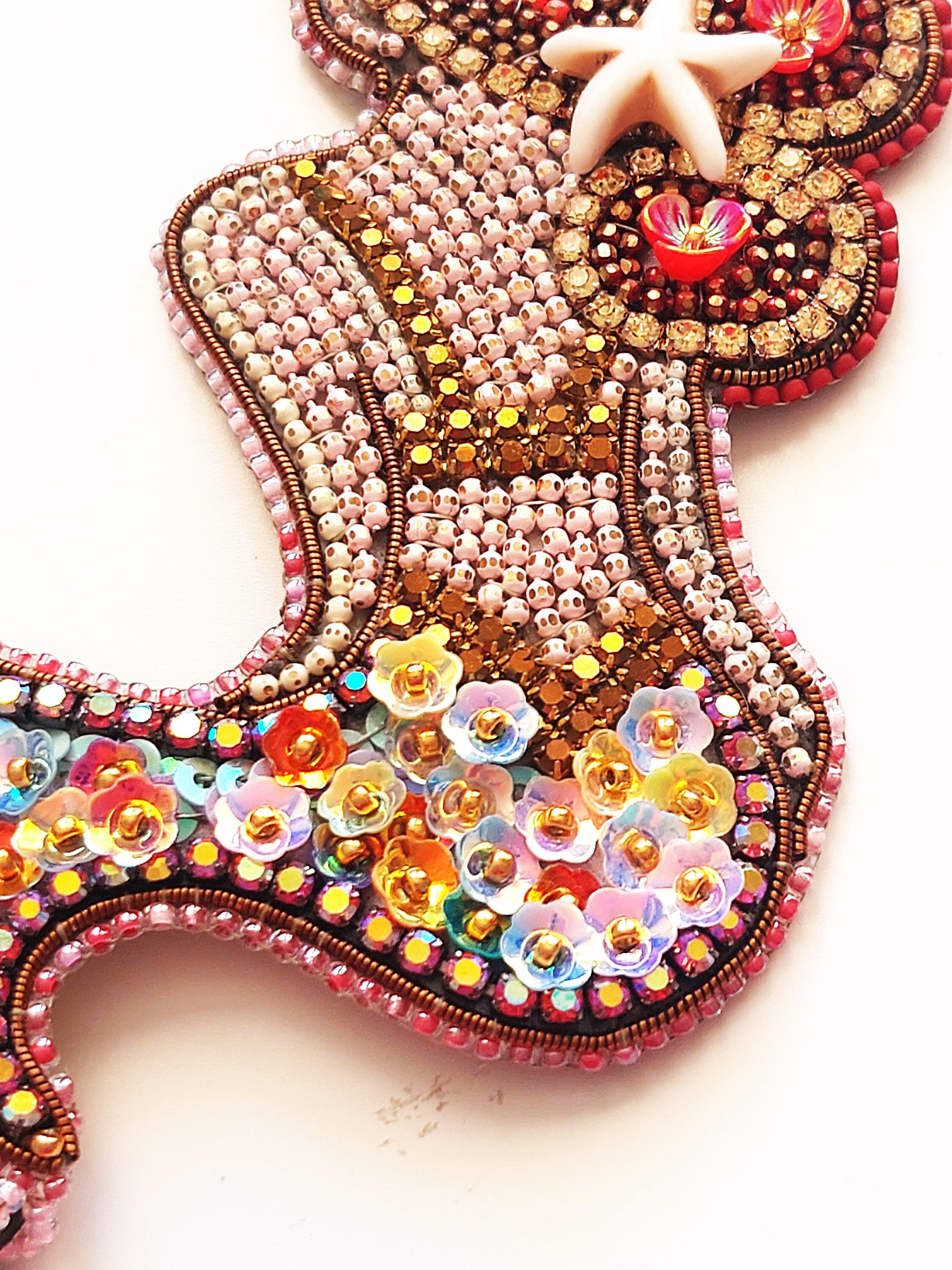 Bead Embroidered Mermaid Bead Embroidery OOAK Finished Piece - Etsy