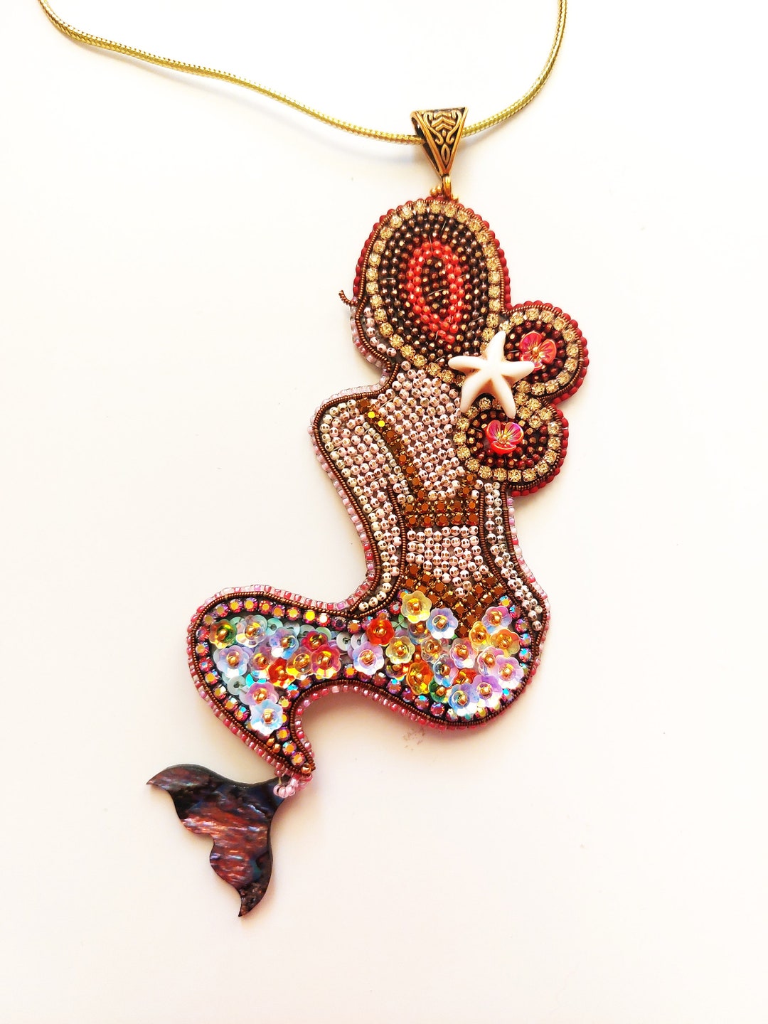 Bead Embroidered Mermaid - Bead Embroidery - OOAK - Finished Piece - Etsy