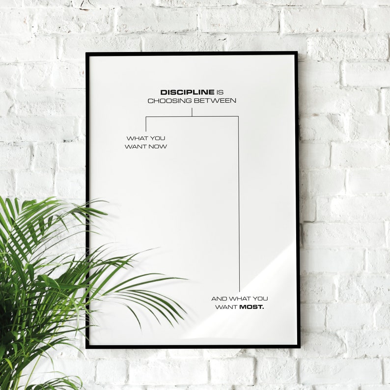 Discipline is Choosing Between | Motivational Poster, Wall Art ...
