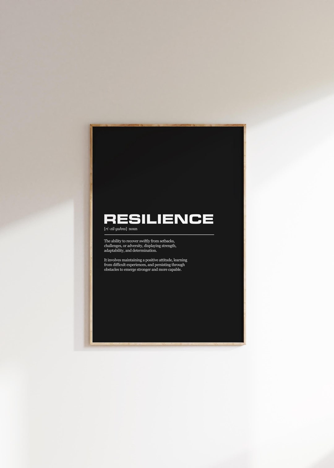 Resilience Definition Inspirational Office Poster Wall Art Print ...