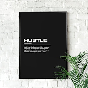 Hustle Definition Inspirational Office Poster Wall Art Print ...