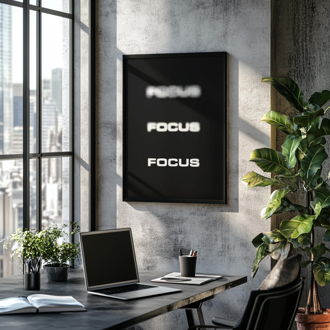 Focus | Motivational Poster, Wall Art, Minimalist, Home Office, Gym ...