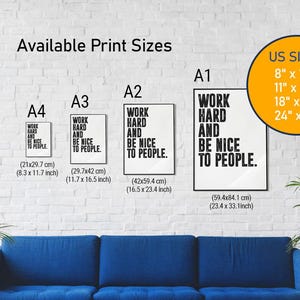 Work Hard and Be Nice to People | Wall Art Quote, Minimalist, Office ...