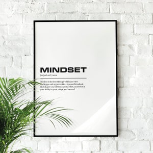 Mindset Definition Inspirational Office Poster Wall Art Print ...