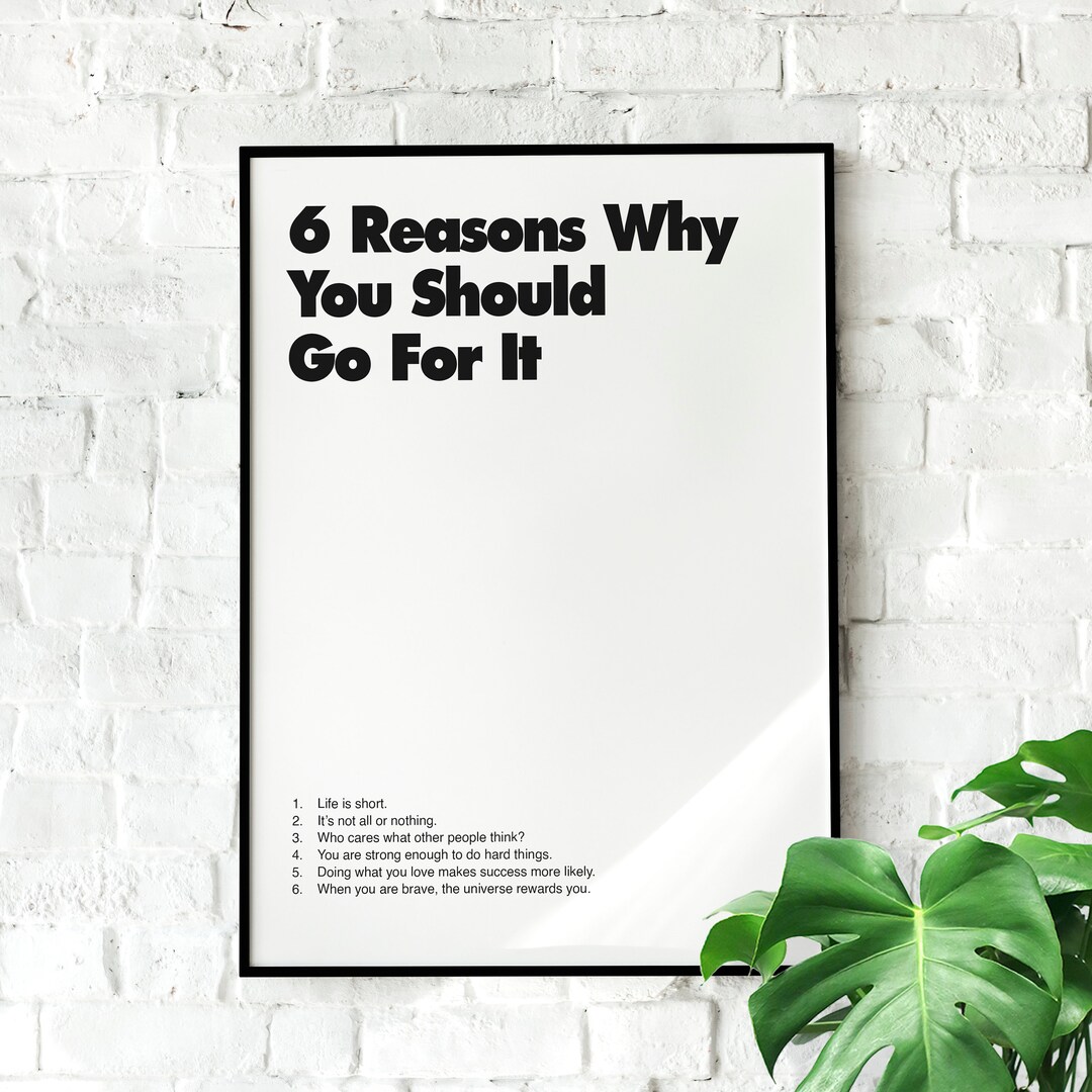 6 Reasons | Retro Poster, Minimalist, Wall Decor, Motivational Poster ...