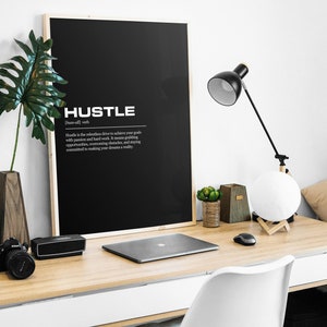 Hustle Definition Inspirational Office Poster Wall Art Print ...