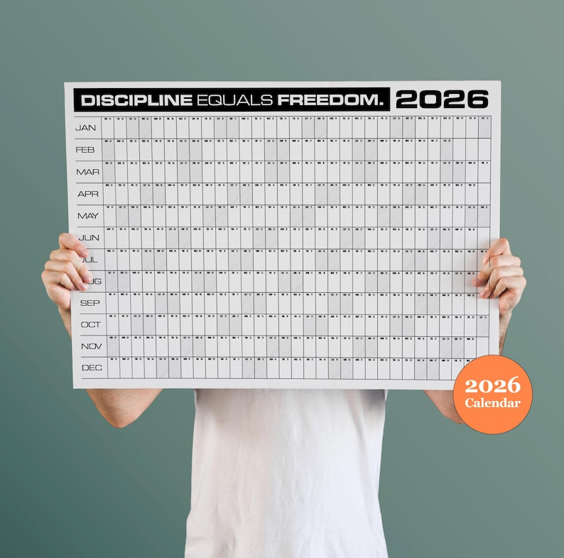 Discipline Equals Freedom , 2026 Block Year Planner, 2026 Wall Calendar ...